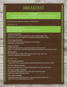 Menu - The Farmhouse Restaurant