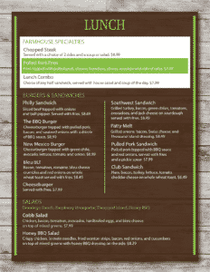 Menu - The Farmhouse Restaurant