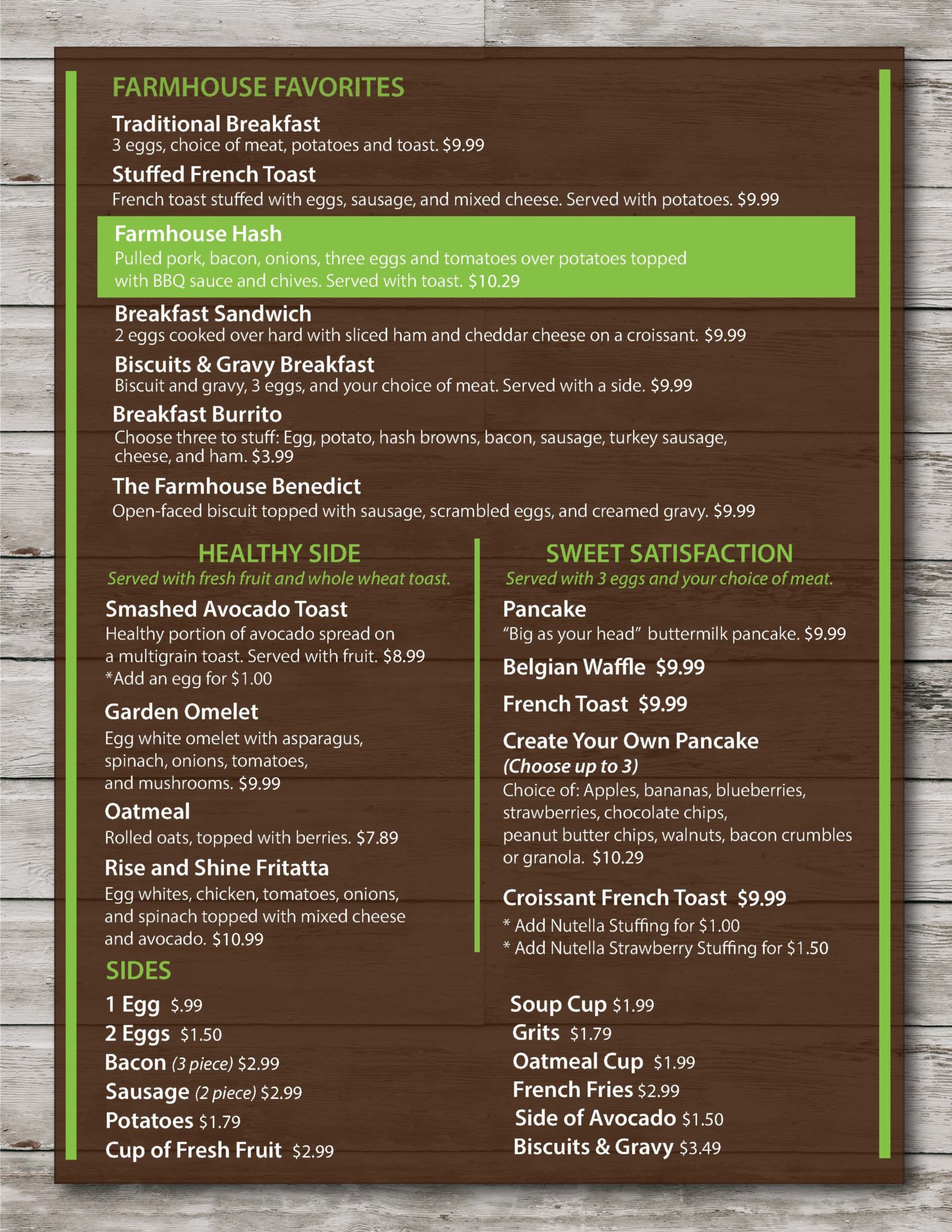 Menu - The Farmhouse Restaurant