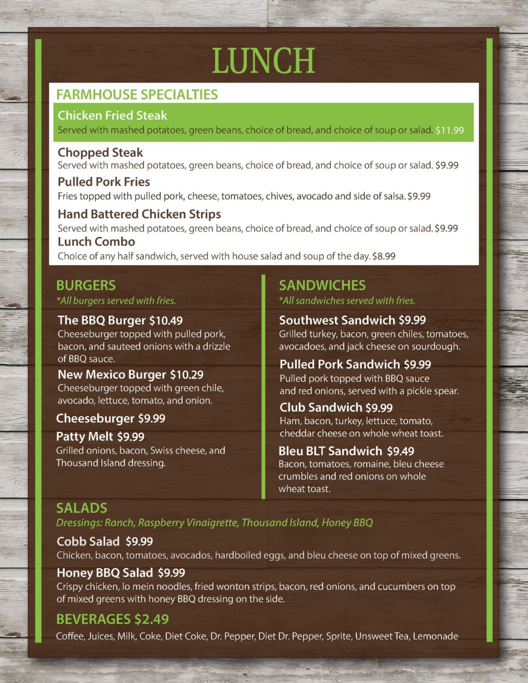 Menu - The Farmhouse Restaurant