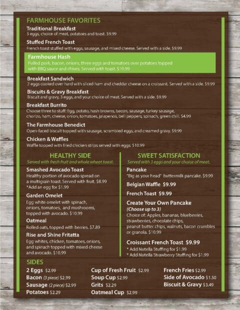 Menu - The Farmhouse Restaurant